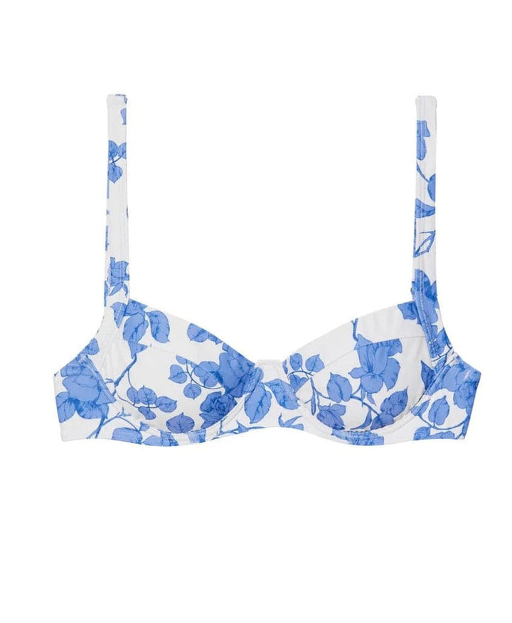 Grace Top in White Blue Floral – Modatrova